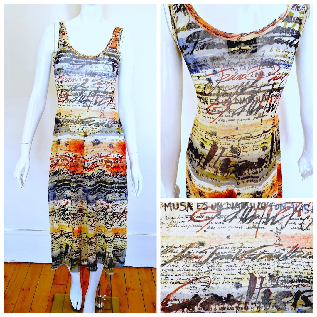 Jean Paul Gaultier Text Calligraphy Spanish Mesh Sheer Logo Vintage ...