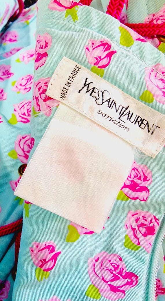 YSL Yves Saint Laurent Bustier Corset Blue Floral Ros… - Gem