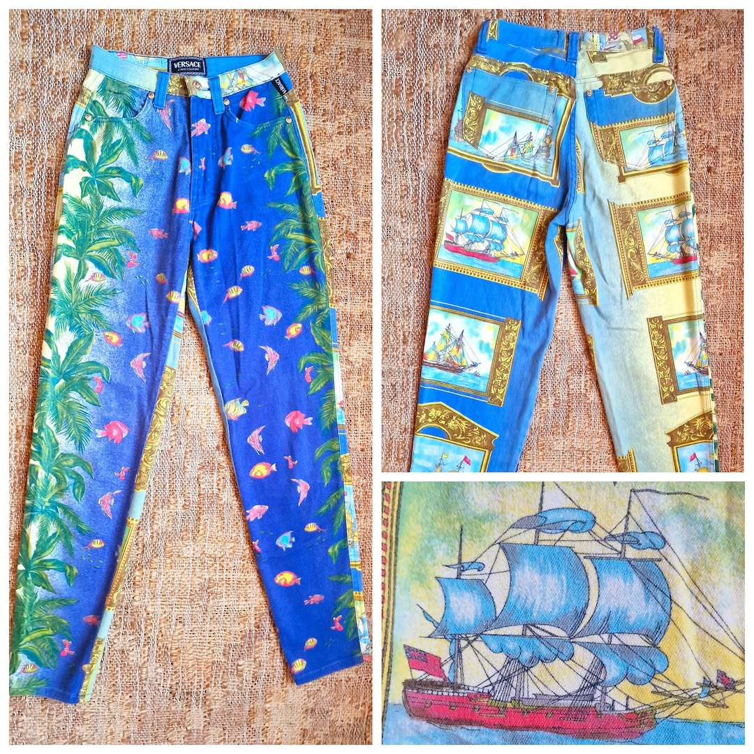 Gianni Versace Fish Ship Sailor Marine Baroque Blue Vintage Medusa 90s ...