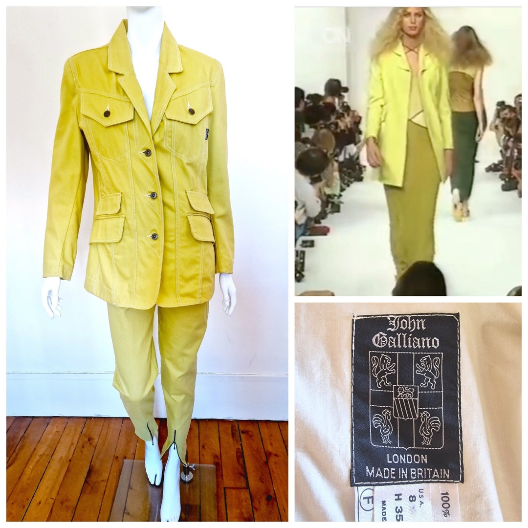 John Galliano Honcho Woman 1991 S/S Runway London Label Green Yellow ...