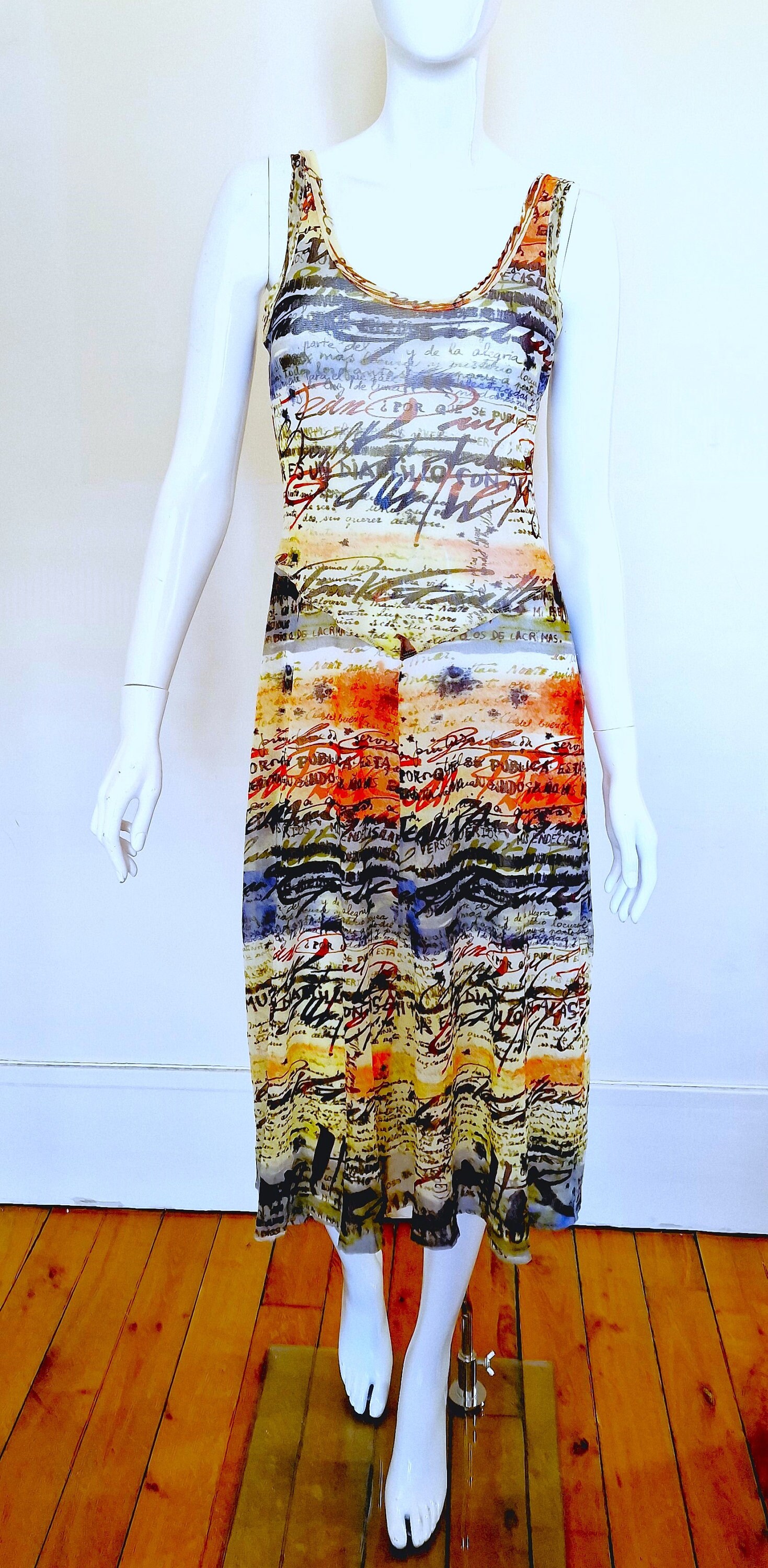 Jean Paul Gaultier Text Calligraphy Spanish Mesh Sheer Logo Vintage ...