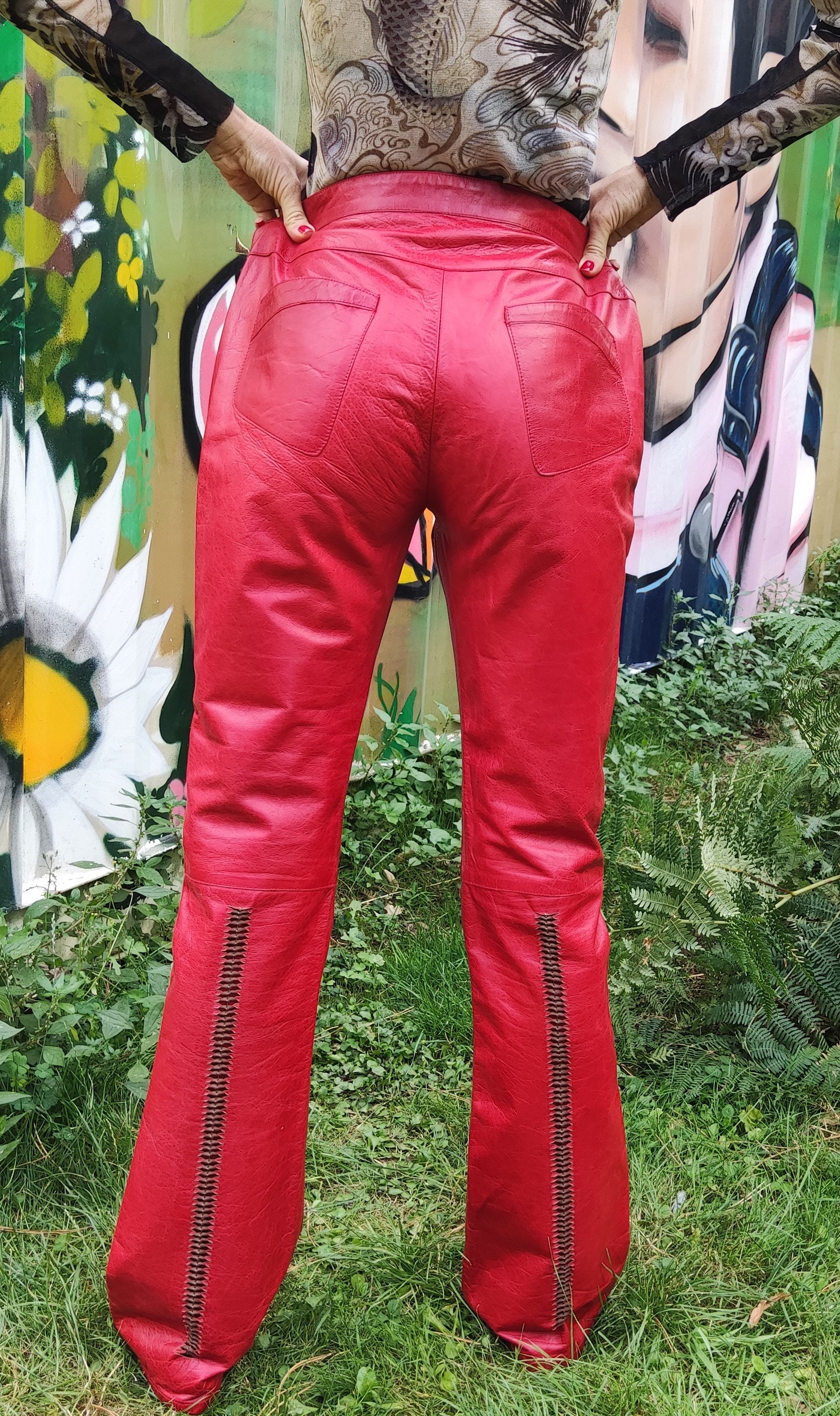 Thierry Mugler Red Calf Leather Couture Runway Motorcycle Vintage Paris ...