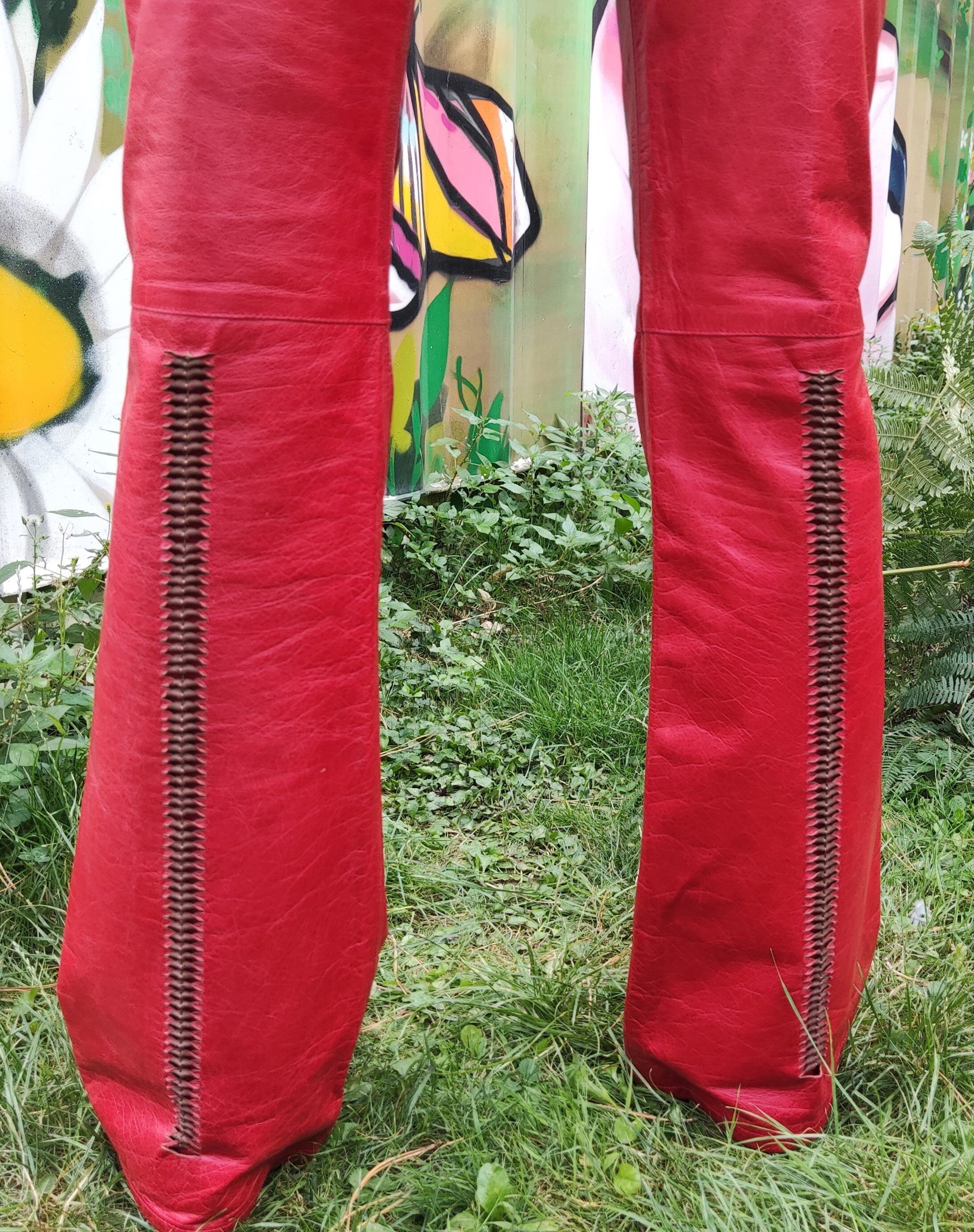 Thierry Mugler Red Calf Leather Couture Runway Motorcycle Vintage Paris ...