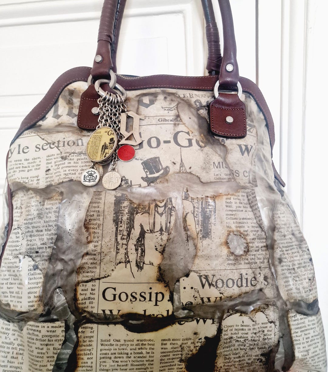 John Galliano Gazette Newspaper Newsprint Leather Plastic Burnt New ...