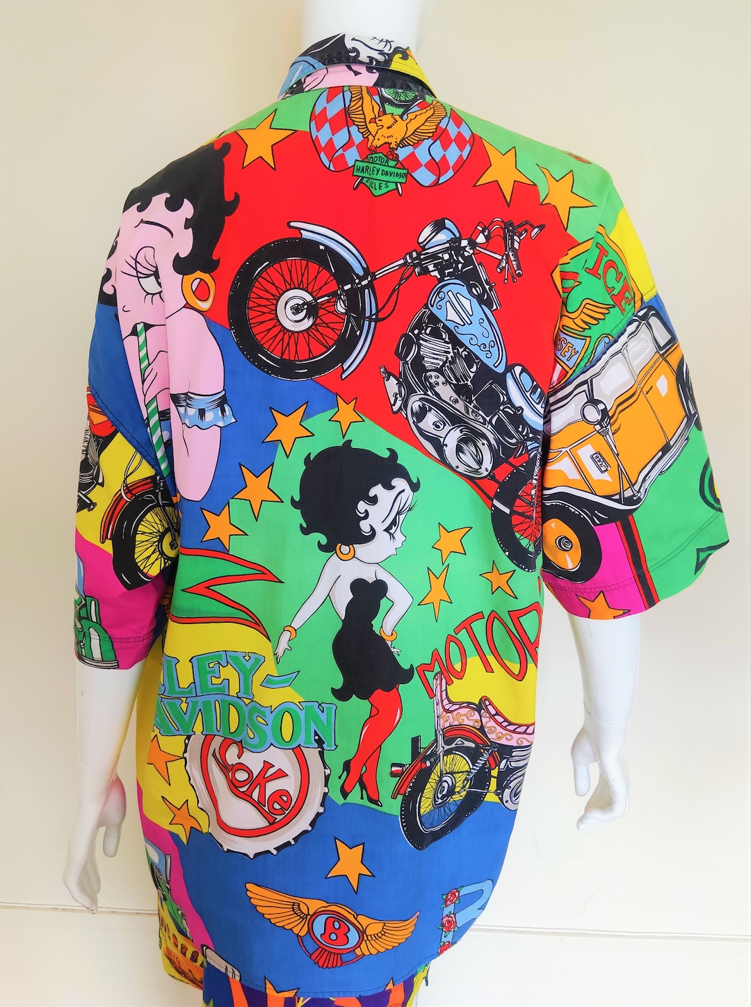 Vintage Gianni Versace Couture Betty Boop Cartoon Pop Art Motortcycle ...