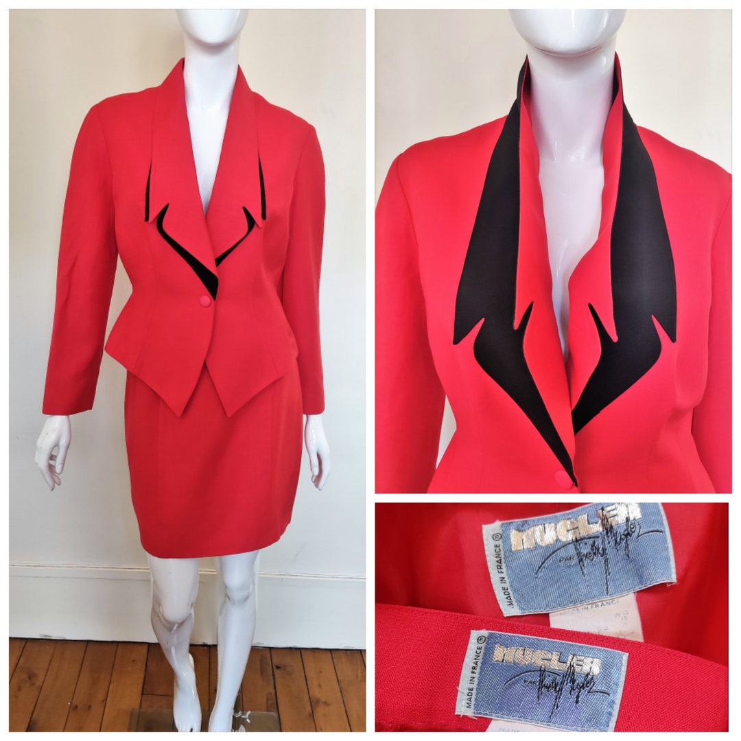 Thierry Mugler Vampire Evening Wasp Bee Waist Red Orange Black Couture ...