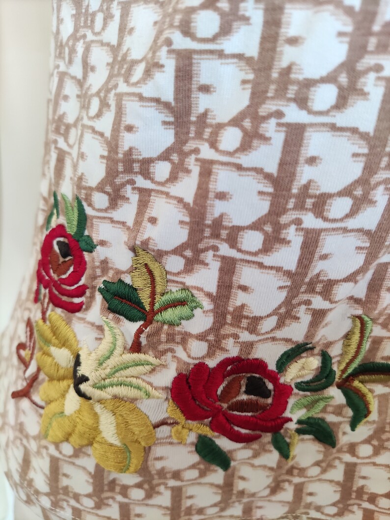 Christian Dior Monogram Logo Text Embroidered Floral Flower J'adore by ...