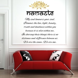 Namaste Lotus Quote Wall Decal | Lotus Flower Wall Decal | Namaste Wall ...