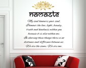 Namaste Lotus Quote Wall Decal Lotus Flower Wall Decal - Etsy