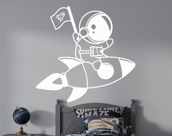 Custom Name Space Rocket Wall Decal: Astronaut Nursery Art - Etsy