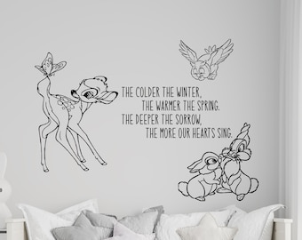 Bambi Wall Decal Bambi Deer Wall Decor Cartoon Wall Sticker SG - Etsy