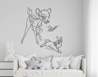 Bambi Wall Decal Bambi Deer Wall Decor Cartoon Wall Sticker SG - Etsy