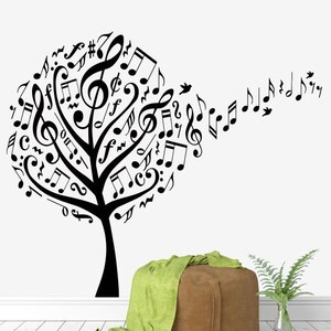 Music Notes Tree Wall Decal Music Wall Decor Music Instrument Wall ...