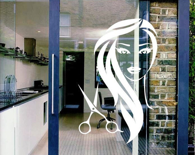 Pared calcomanía belleza salón muestra murales peluquería peinado pelo ...