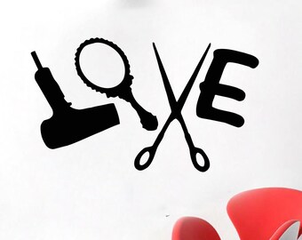 Hair Salon Wall Window Decal Sticker Hair Stylist Hair Tools - Etsy