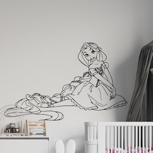 Princess Rapunzel Wall Decal Rapunzel Wall Decor Cartoon Wall Sticker ...