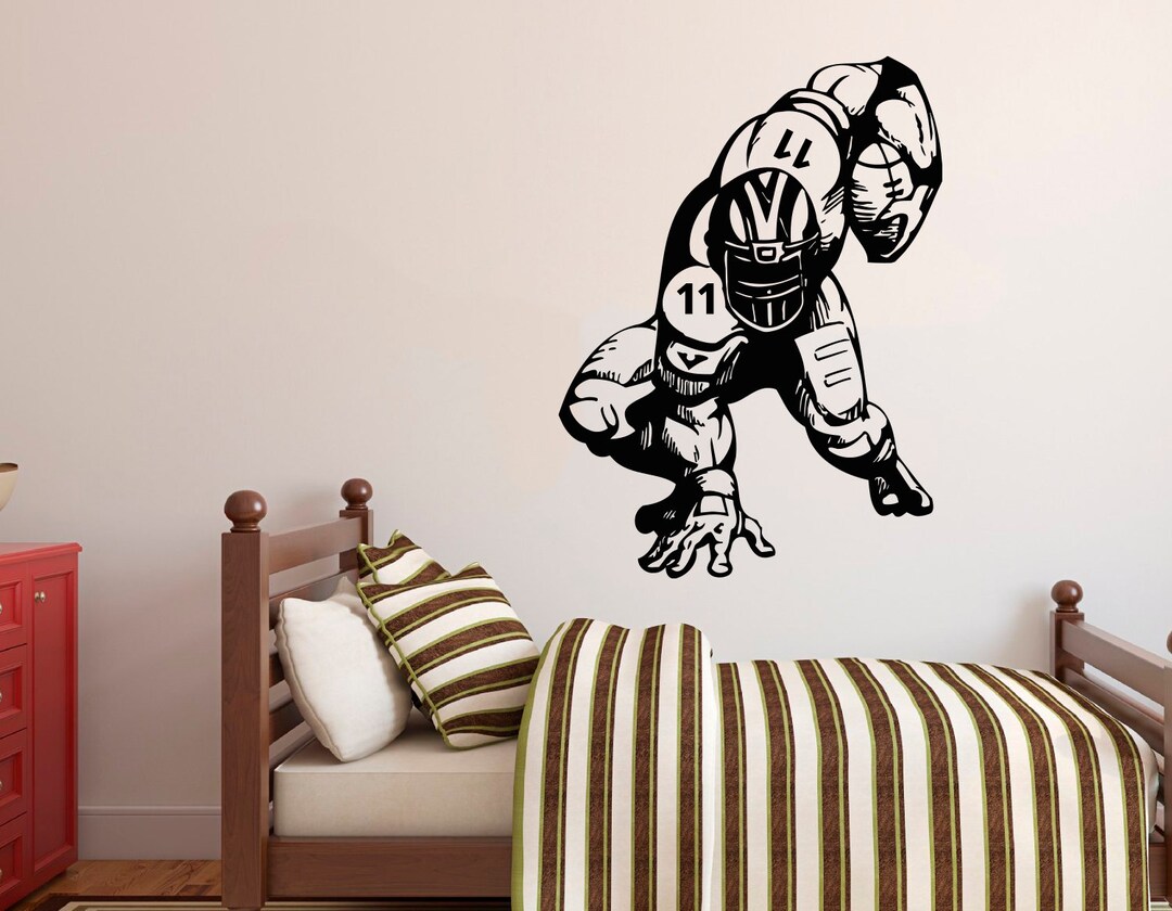Personalized Football Player Wall Decal: Custom Sports Decor 2354 - Etsy