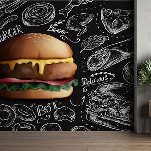 Fast Food Restaurant Wall Graphics Burger Fries Peel and Stick ...