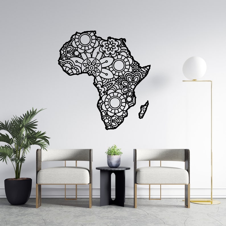 Africa Map Wall Decal Africa Continent Wall Sticker Africa - Etsy
