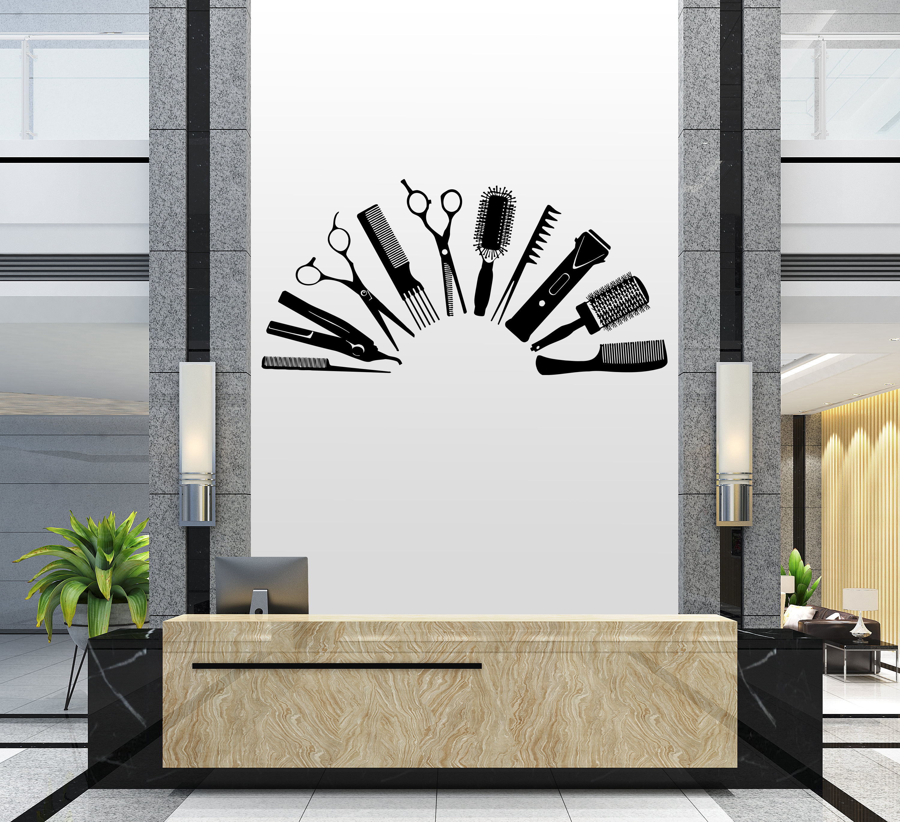 Hair Salon Wall Window Decal Sticker Hair Stylist Hair Tools | Etsy