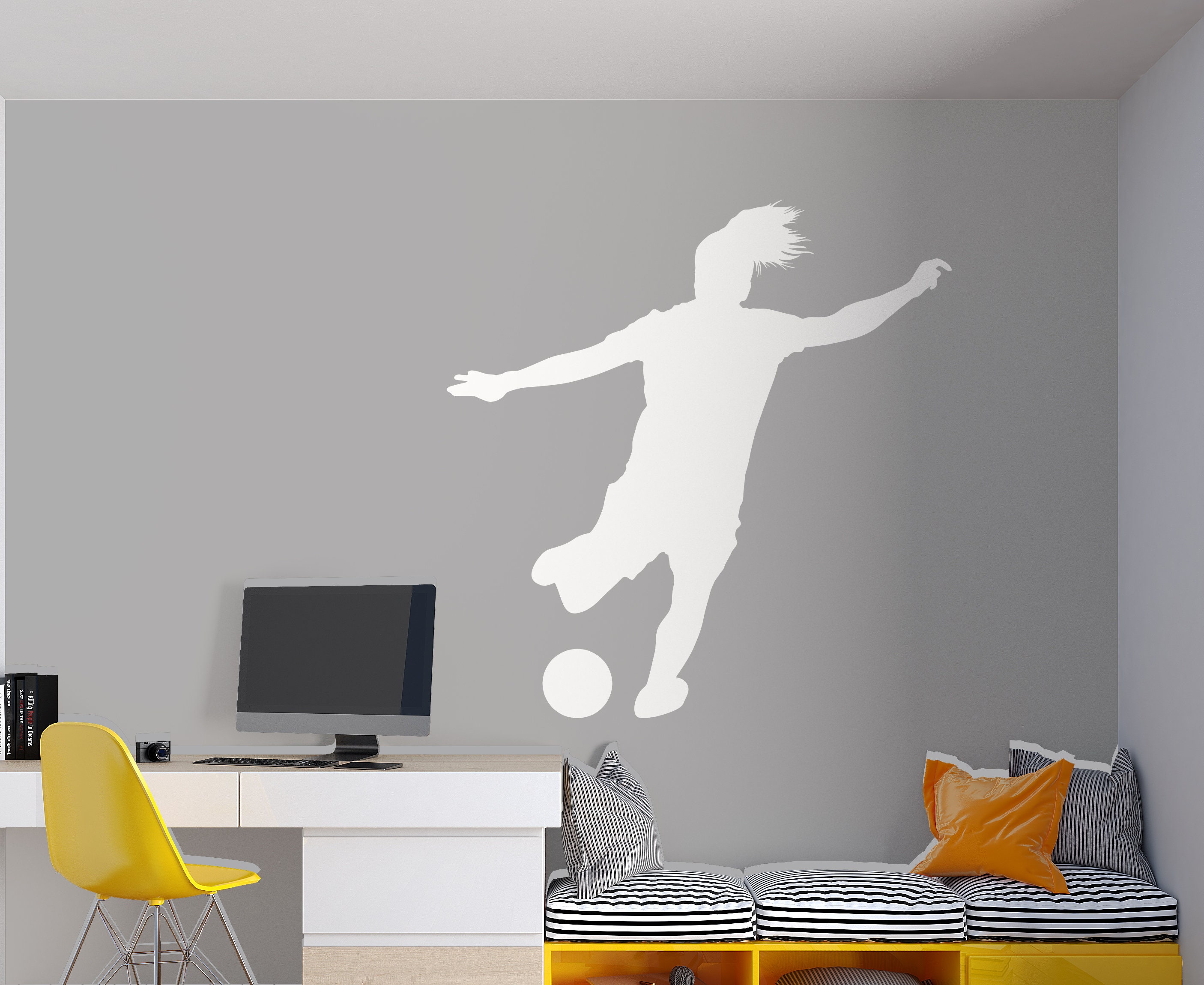 Girl Soccer Wall Decal Soccer Player Wall Sticker Soccer - Etsy
