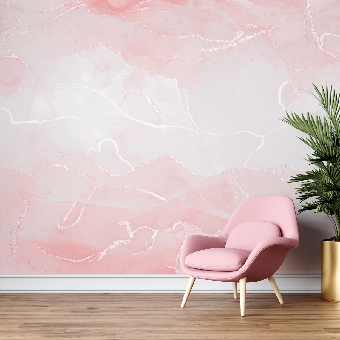 Pink Marble Peel and Stick Wallpaper Pink Wall Mural Self - Etsy