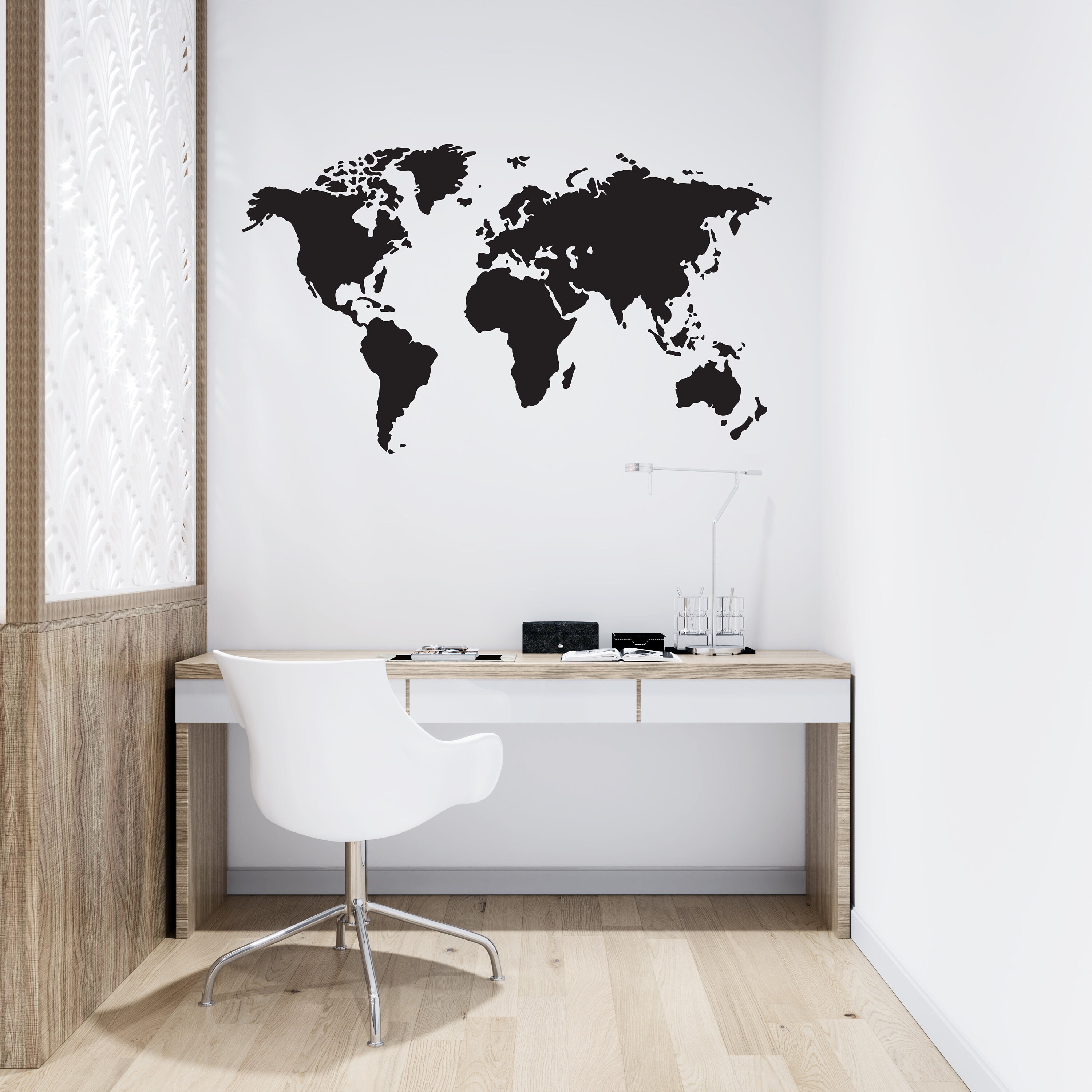 World Map Wall Decal World Map Wall Sticker World Map Wall - Etsy
