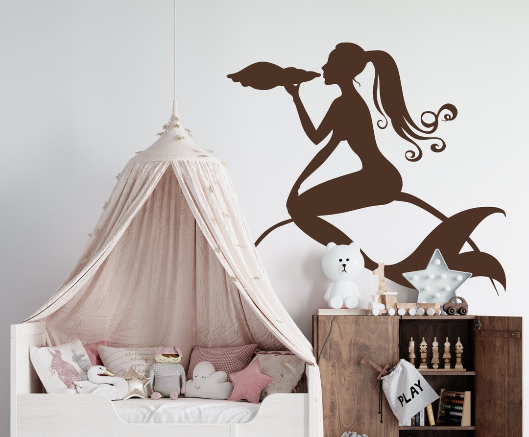 Mermaid Wall Decal Little Wall Sticker Mermaid Wall Art Bathroom Wall ...