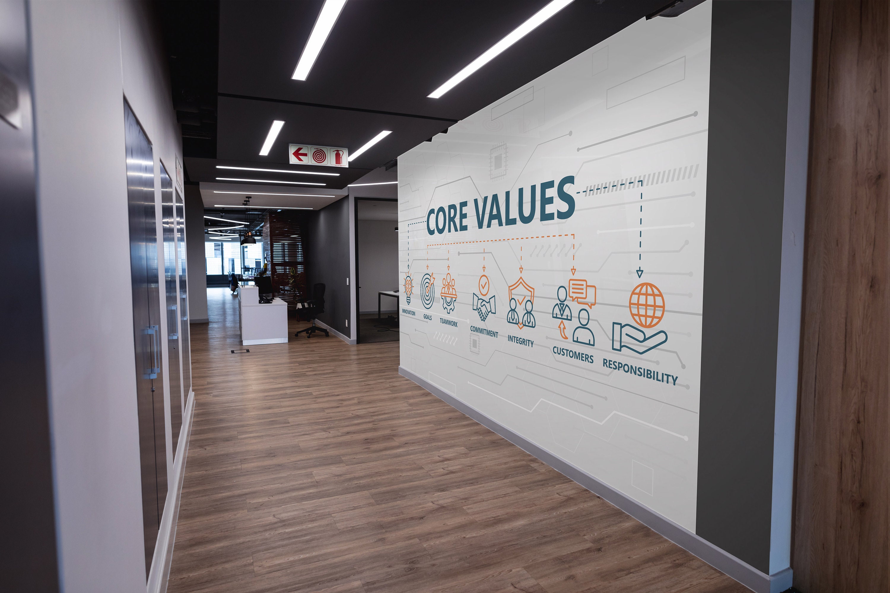 Inspire Core Values Office Wallpaper | Peel & Stick Removable Wall ...