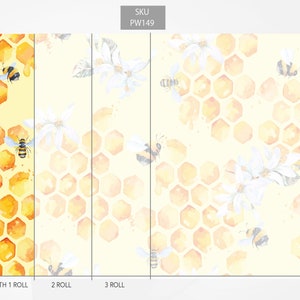 Bee Peel and Stick Wallpaper Yellow Honey Bees Wall Mural Self Adhesive ...