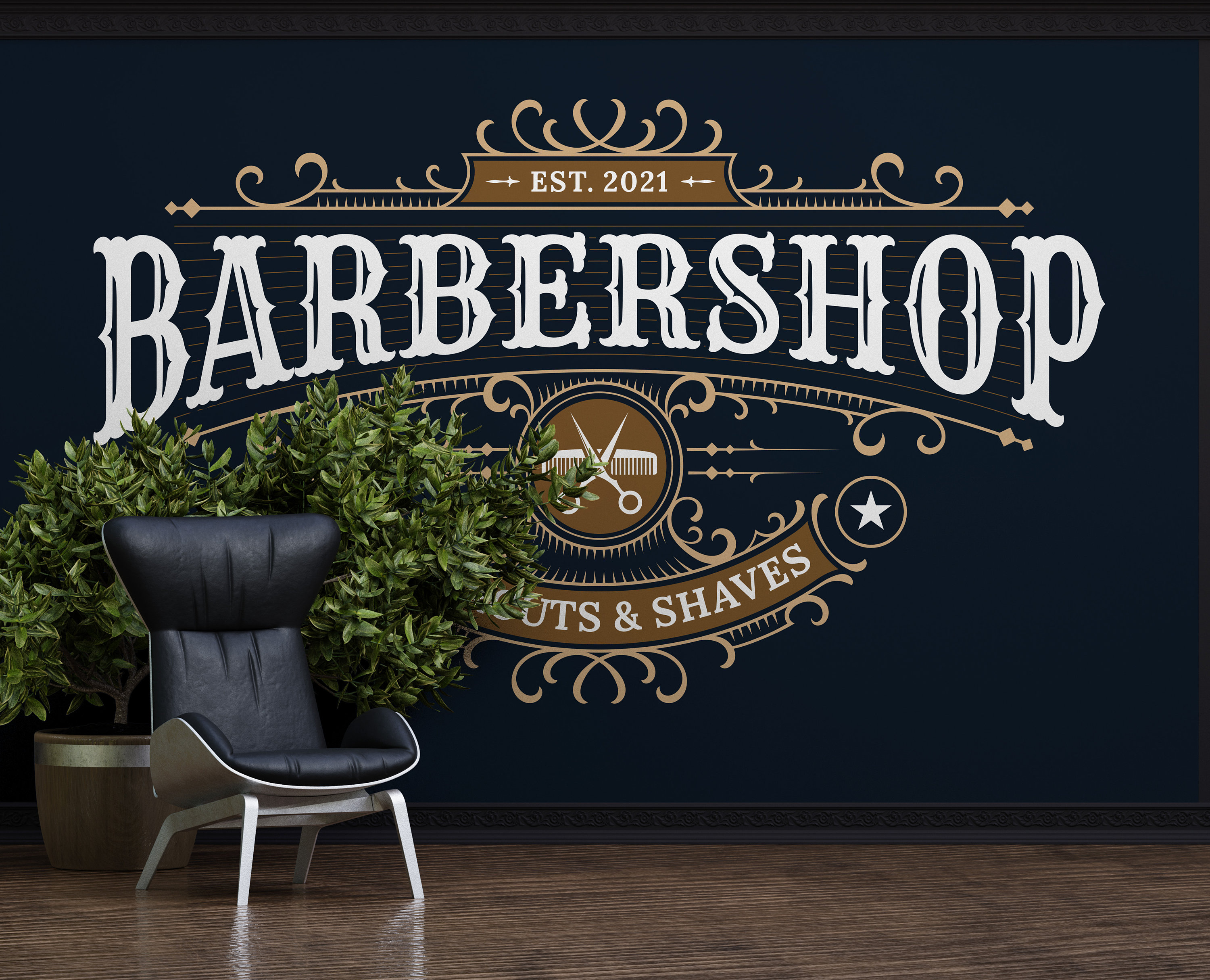 Vintage Barber Shop Wallpaper | Peel & Stick Salon Wall Mural | Retro ...