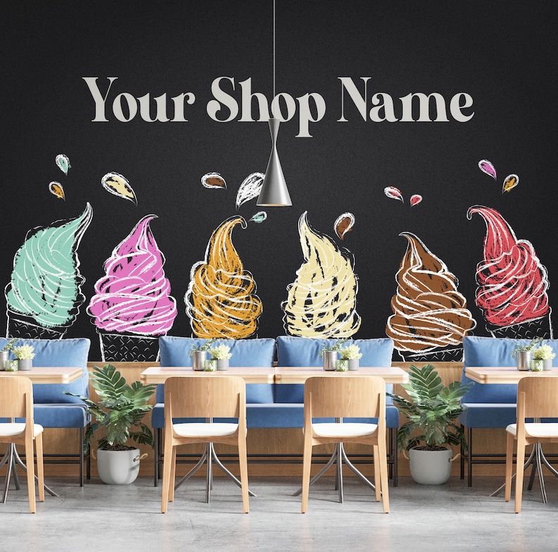 Custom Ice Cream Shop Wallpaper | Peel & Stick Dessert Mural ...
