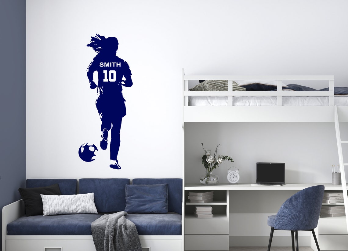 Personalized Name Girl Soccer Wall Decal Soccer Player Wall - Etsy