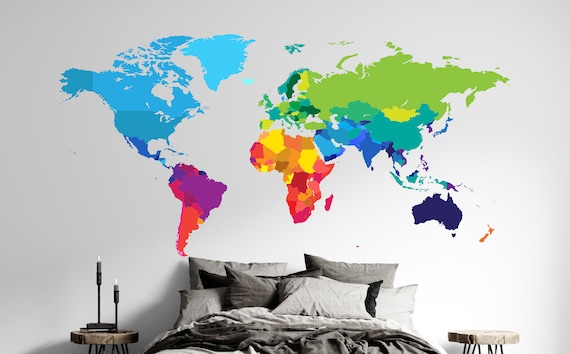 Vinilo Decorativo Con Mapa Del Mundo