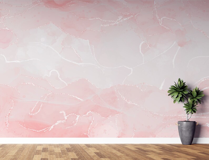 Pink Marble Peel and Stick Wallpaper Pink Wall Mural Self - Etsy