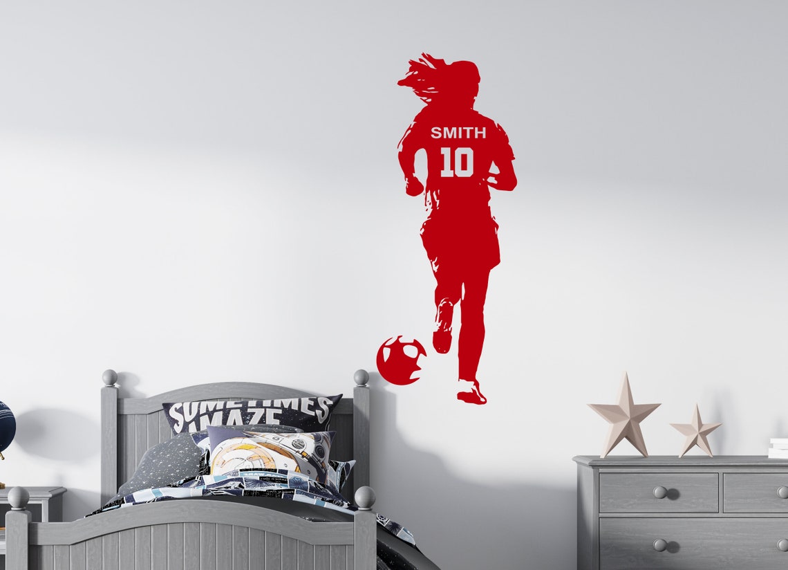 Personalized Name Girl Soccer Wall Decal Soccer Player Wall - Etsy