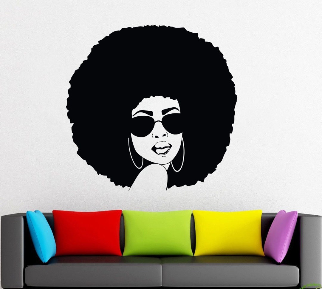 Wall Decal Window Sticker Beauty Salon Woman Face Africa African Style ...