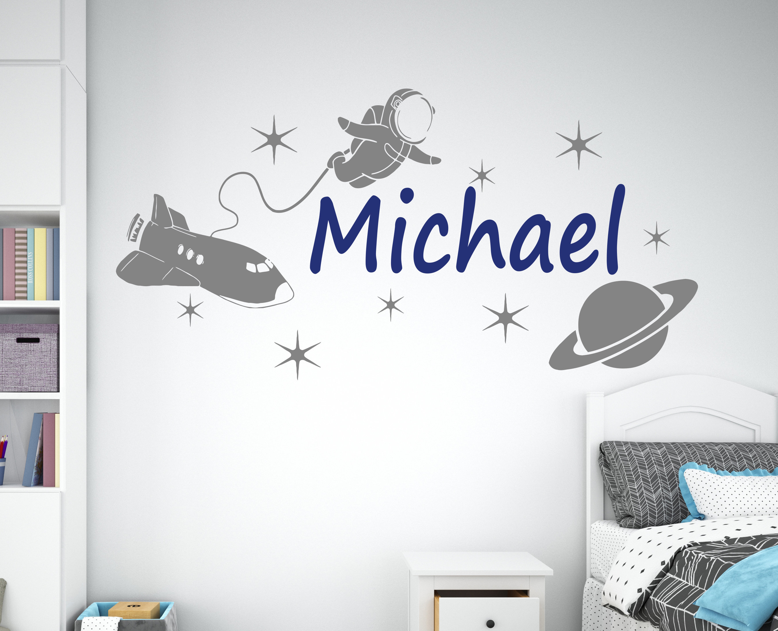 Personalized Name Wall Decal Space Wall Decal Custom Name - Etsy