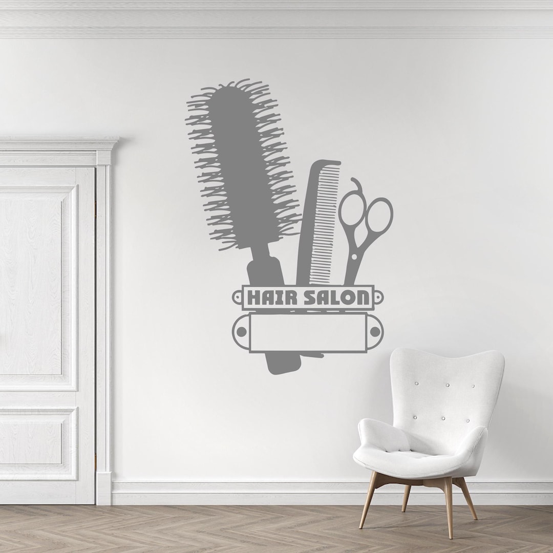 Hair Salon Wall Window Decal Sticker Hair Stylist Hair Tools Scissors ...