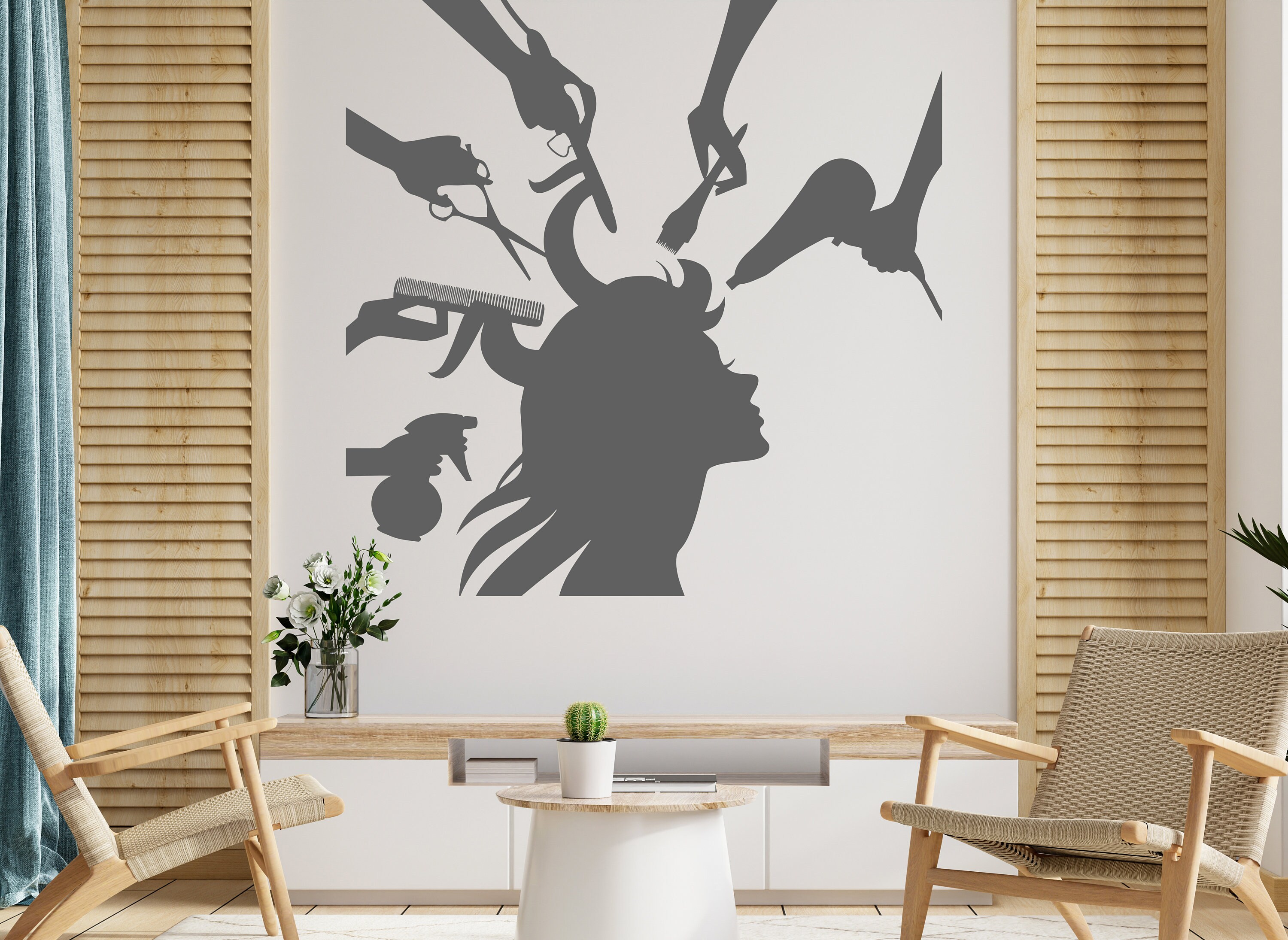 Hair Salon Wall Window Decal Sticker Hair Stylist Hair Tools - Etsy