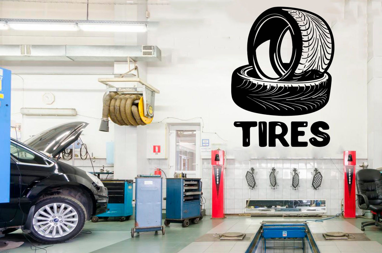 Auto Service, Tires, Repair, Car Washing,car,wall Decal, Window Sticker ...