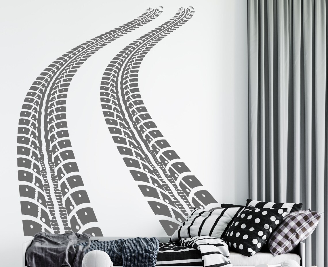 Tire Tracks Wall Decal Tire Tracks Wall Sticker Wall Decor - Etsy