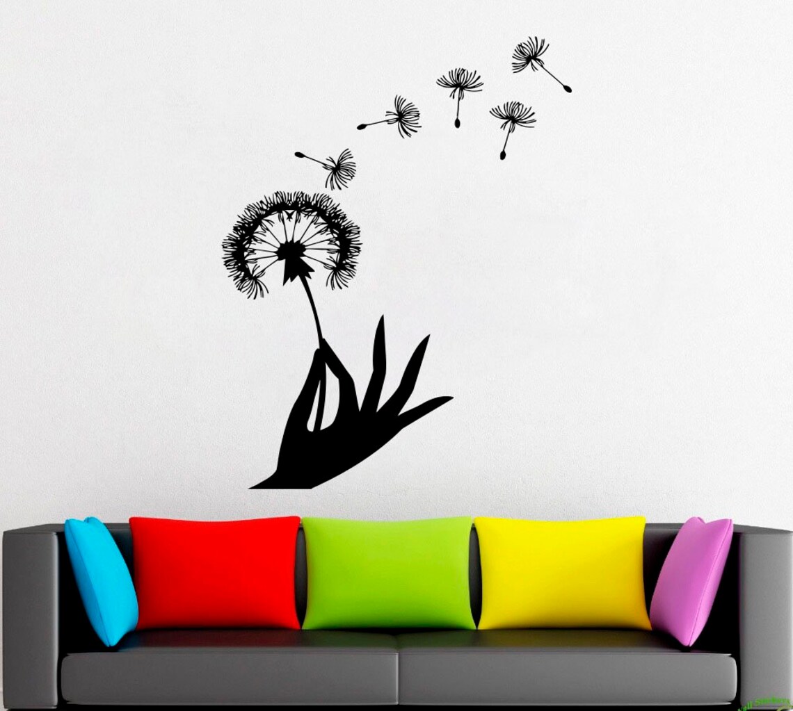 Dandelion Wall Decal Flower Wall Decal Dandelion Flower Wall | Etsy
