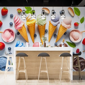 Sweet Cone Delight | Ice Cream Cones Mural | Peel and Stick Removable ...