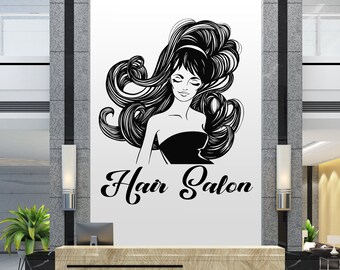 Hair Salon Wall Window Decal Sticker Hair Stylist Hair Tools Scissors ...
