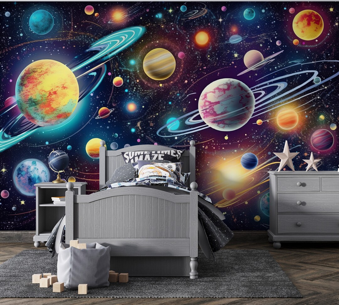 Cosmic Universe Planets | Galaxy Space Wallpaper Mural Colorful Room ...