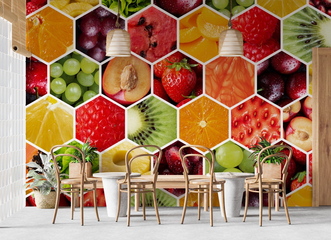 Smoothie Cafe Wall Graphics Peel and Stick Fruit Wallpaper Smoothie ...