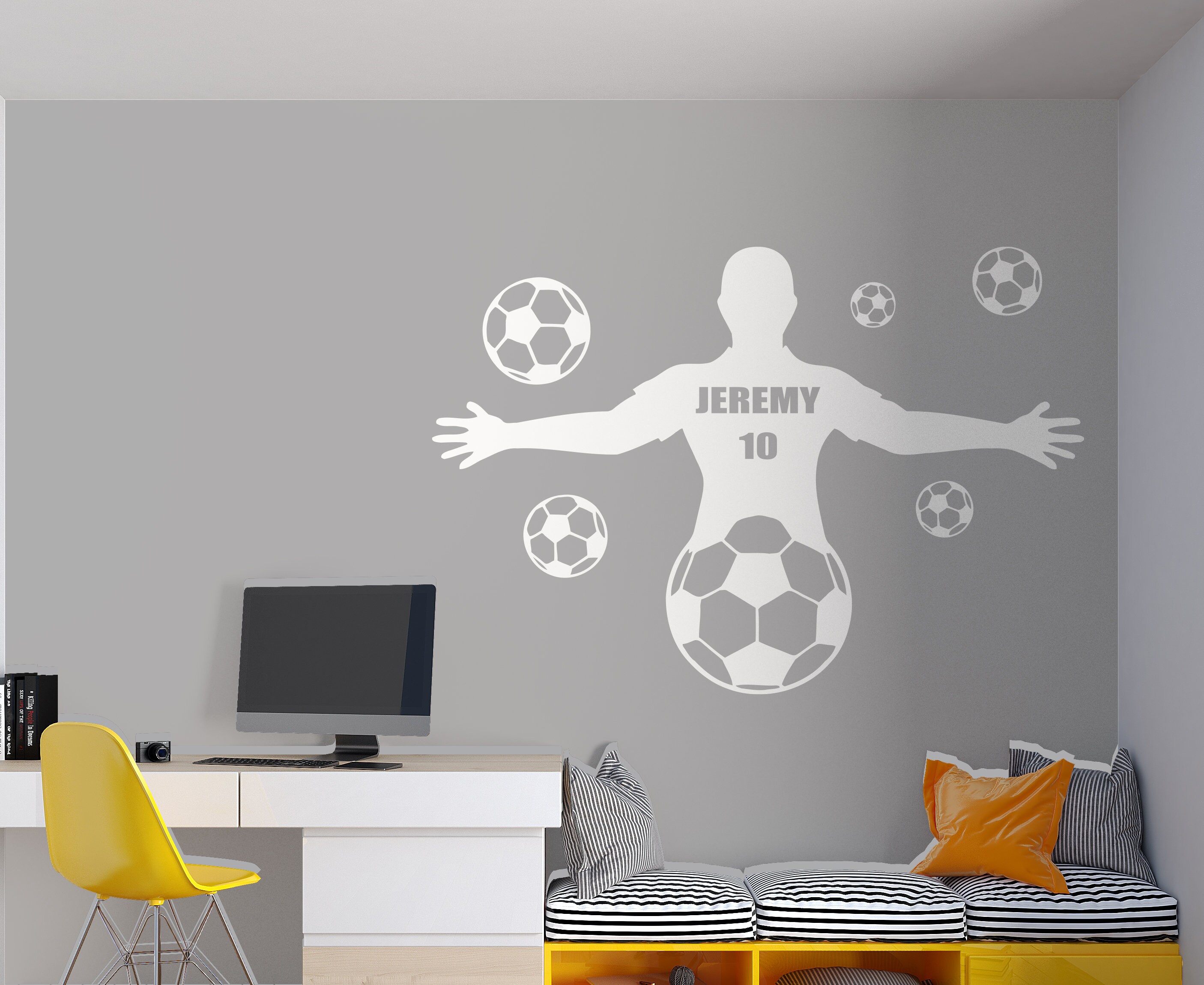 Personalized Soccer Player Wall Decal: Custom Name Vinyl Sticker 5136 ...