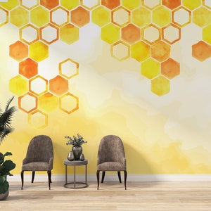 Honey Bee Peel and Stick Wallpaper Yellow Honey Bees Wall Mural Self ...