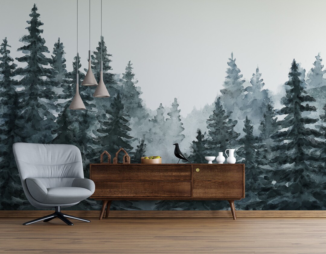 Pine Trees Forest Wall Mural Peel and Stick Wallpaper Nature Wallpaper ...
